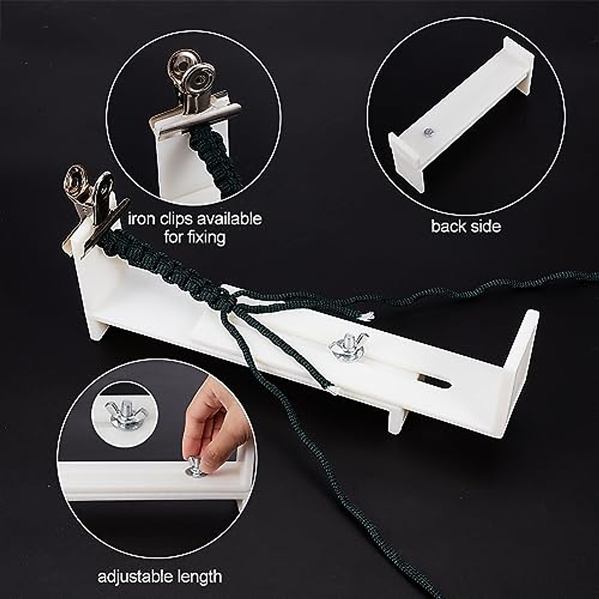 NBEADS Acrylic Bracelet Jig, Adjustable Paracord Jig Wristband Maker U Shape Clear Scale Bracelet Weaving Jig Maker DIY Wristband Rope Knot Braided Fixing Tools with 2 Clips, White