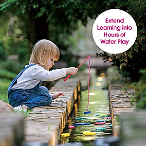 Edushape Fish & Spell Toy Fishing Set - Foam Bath Letters Toy Set - Early Child Development Learning Bath Foam Letters - Baby Foam Bath Toys for Toddlers 1-3 - Outside Water Play Toys