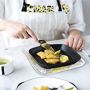 Oven Mitts and Potholders 2 pcs Set, Peony Floral Print Abstract Geometric Pattern Yellow Grey White Heat Resistant Kitchen Gloves and Hot Pads with Cotton Infill for Cooking Baking