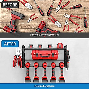 Keten Power Tool Organizer, Wall Mount Cordless Drill Holder, Thicken Tool Shelf & Tool Rack for Drill, Spanner, Screwdriver, Metal Tool, Suitable for Pegboard