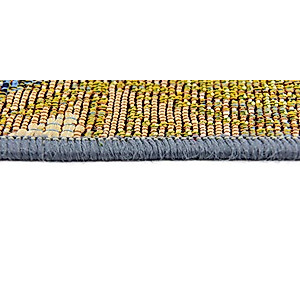 Unique Loom Outdoor Modern Collection Area Rug - Glyph (8' x 11' 4" Rectangle, Blue/ Beige)