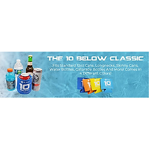 10 Below Classic Freezable Can and Bottle Cooler - Cools to Zero and Below! Swappable ThermPak - 4 in 1 Design - Purple