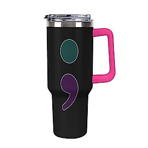 Semicolon Suicide Prevention 40 Oz Tumbler Insulated Stainless Steel Water Bottle Travel Mug Car Cup with Handle And Straw