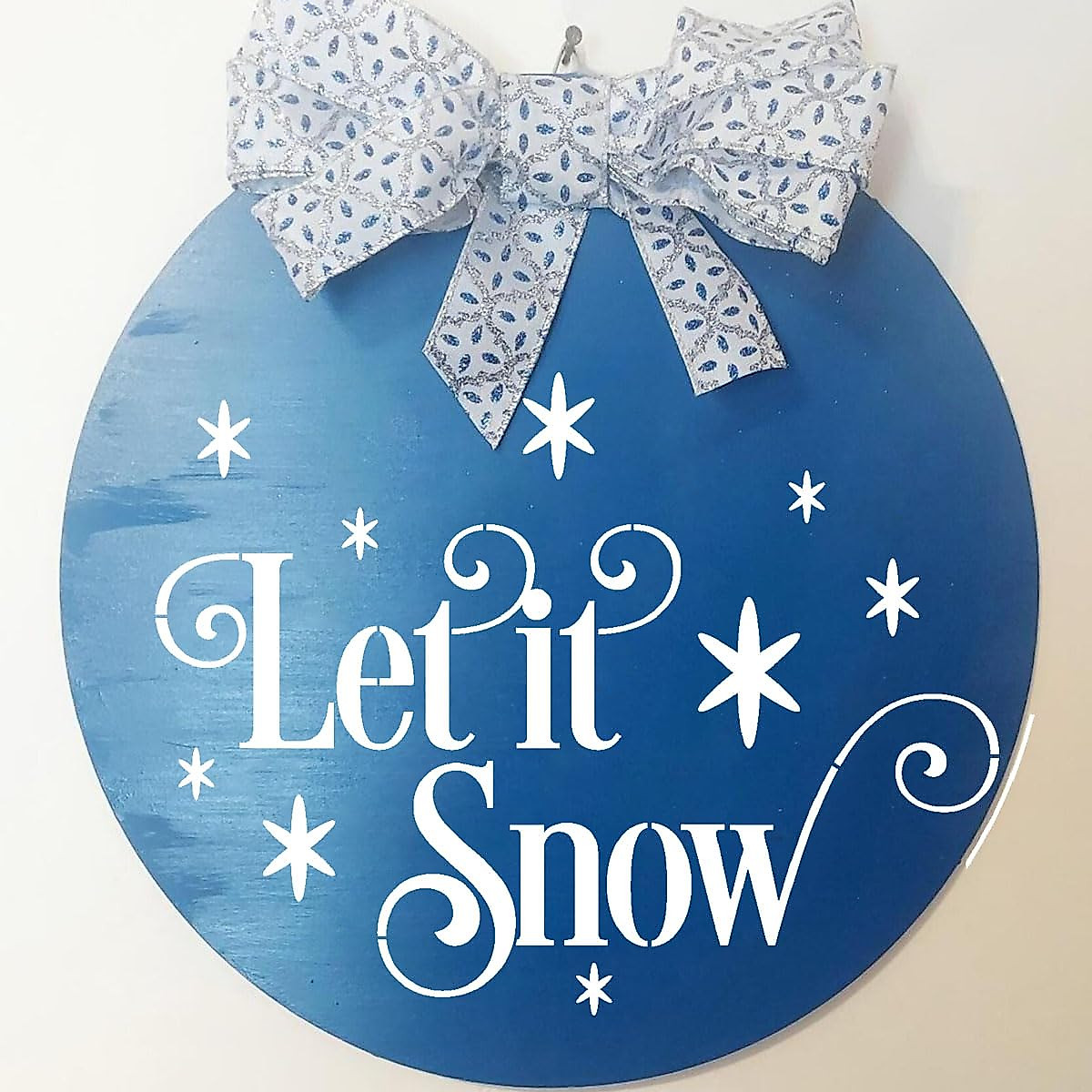 Christmas Stencil for Painting on Wood 12” Round Christmas Stencils Xmas Holiday Stencil Let It Snow Templates for Porch Door Decor