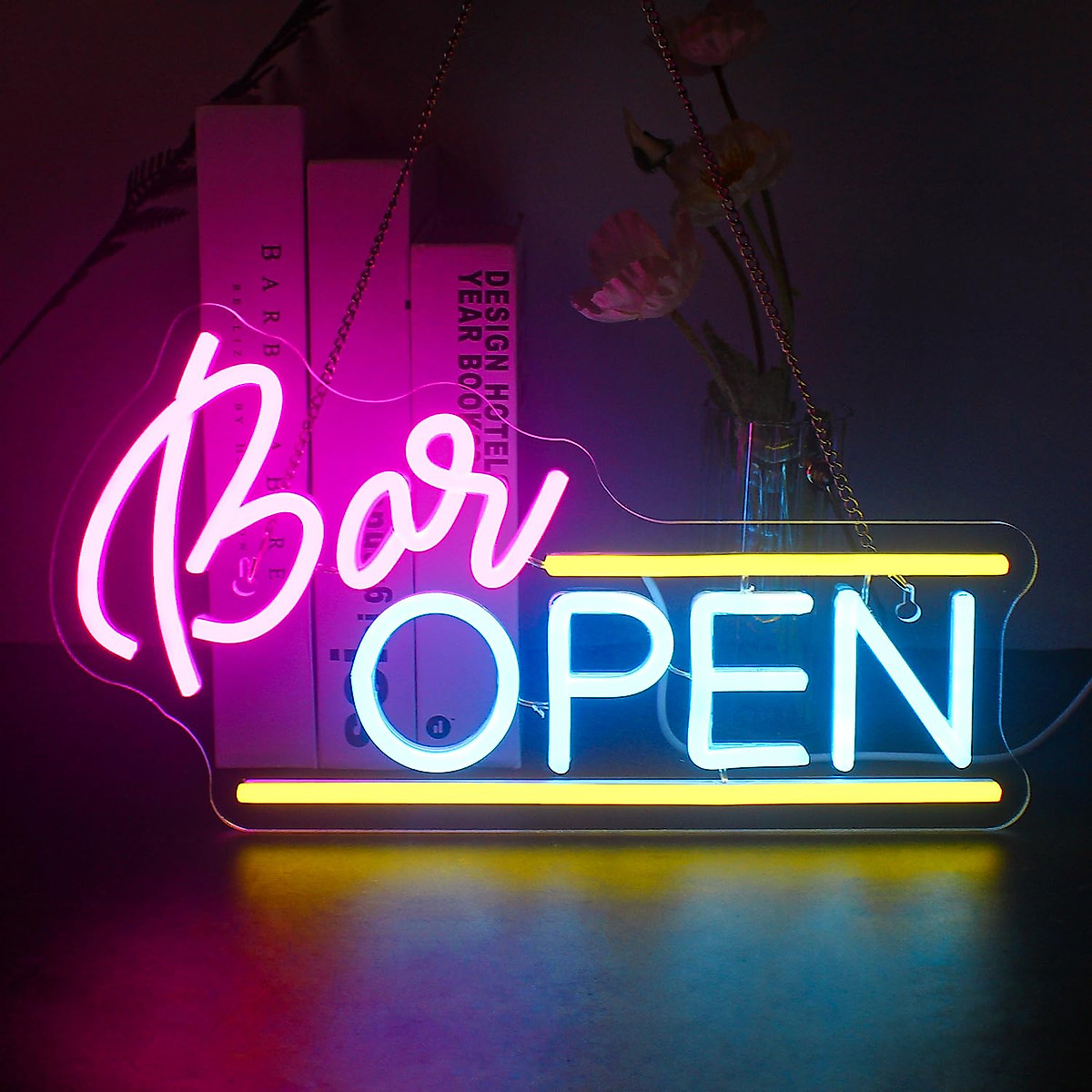 WX&YH Bar Open Neon Sign - Led Sign 10 Dimmable Open Neon Signs for Wall Decor, Open Bar Neon Lights Signs for Bar Business Window Pub Cafe Man Cave Club Restaurant Open Sign Decor Gifts