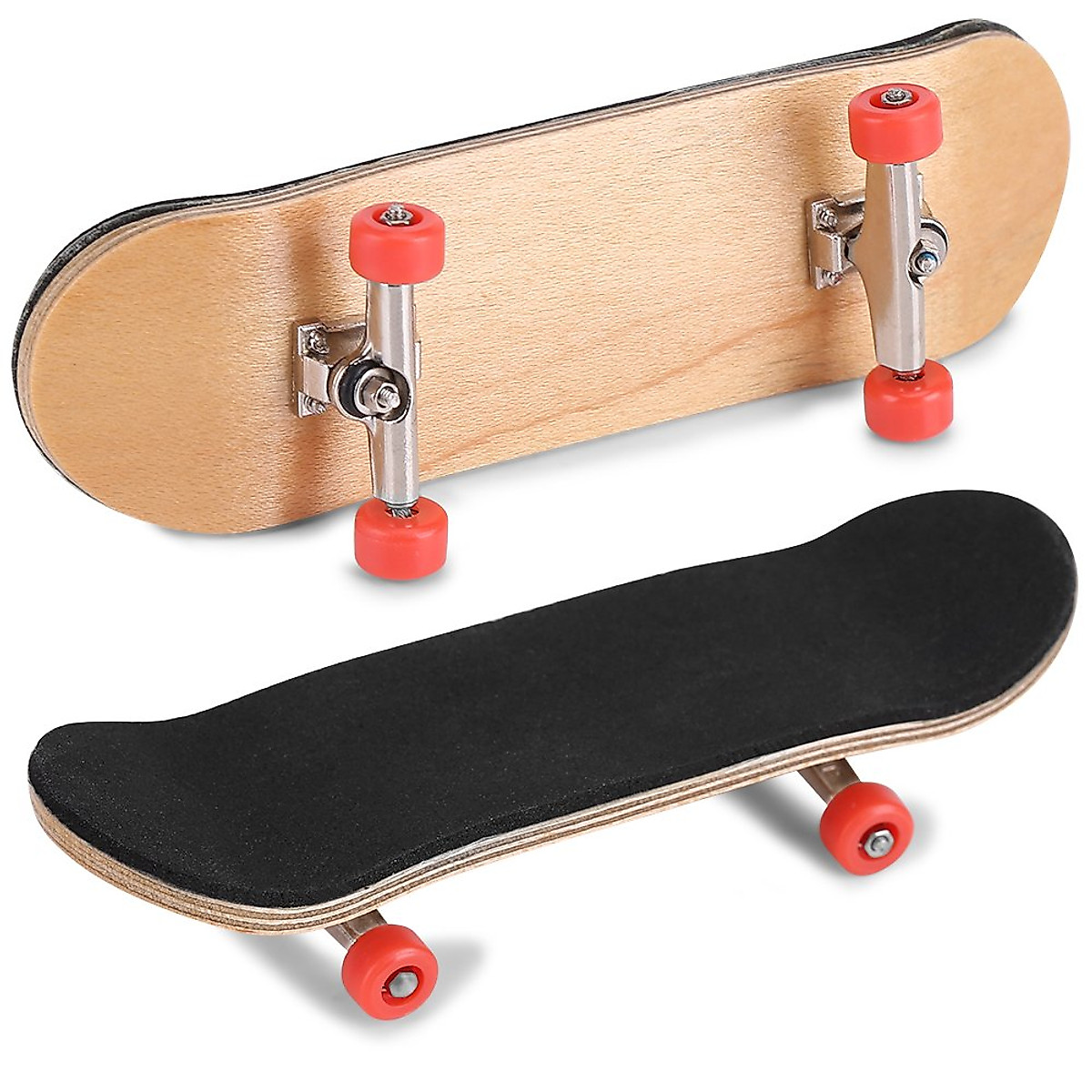 Duokon Fingerboards, 1Pc Maple Wooden+Alloy Fingerboard Finger Skateboards with Box Reduce Pressure Kids Gifts(Red)