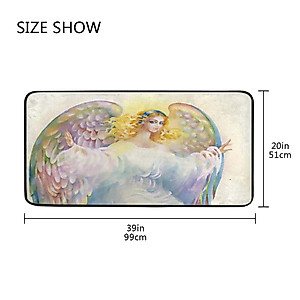 ZHIMI Kitchen Rug Anti Fatigue Kitchen Floor Mat Beautiful Angel with Wings Long Carpet Non-Slip Laundry Standing Runner Rug Rectangle Entryway Mat 39 x 20 Inch