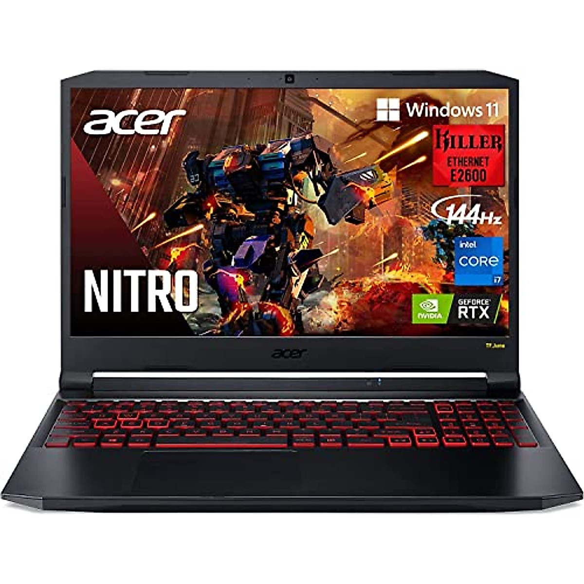 Acer Newest Nitro 5 Flagship Gaming Laptop: 15.6" FHD 144Hz IPS Display, Intel Gaming 8-Core i7-11800H, 64GB RAM, 4TB SSD, GeForce RTX 3050Ti, WiFi-6, Backlit-KYB, DTSX Audio, Cool Tech, Win11, TF