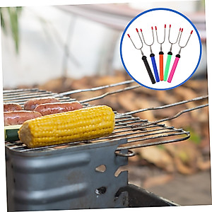 10 Pcs Telescopic Barbecue Fork Barbecue Forks Meat Skewers Barbecue Tool Outdoor Bbq Tool Home Roasting Fork Barbecue Supplies Grill Skewers Camping Accessories Cooking Metal Fork