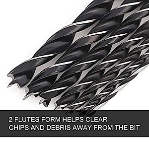 COMOWARE Extra Long Brad Point Drill Bit Set - 300mm Carbon Steel Wood Drill Bit Set for Hardwood, Plywood, Plastic, Aluminum, 7Pcs | 1/8'', 3/16'', 1/4'', 5/16'', 3/8'', 7/16'', 1/2'' (7 Pcs)