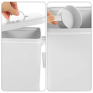 Angoily Metal Rice Storage Container Rice Canister with Lid Cereal Containers Dispenser Sealed Food Storage Container for Cereal Beans Pet Food White