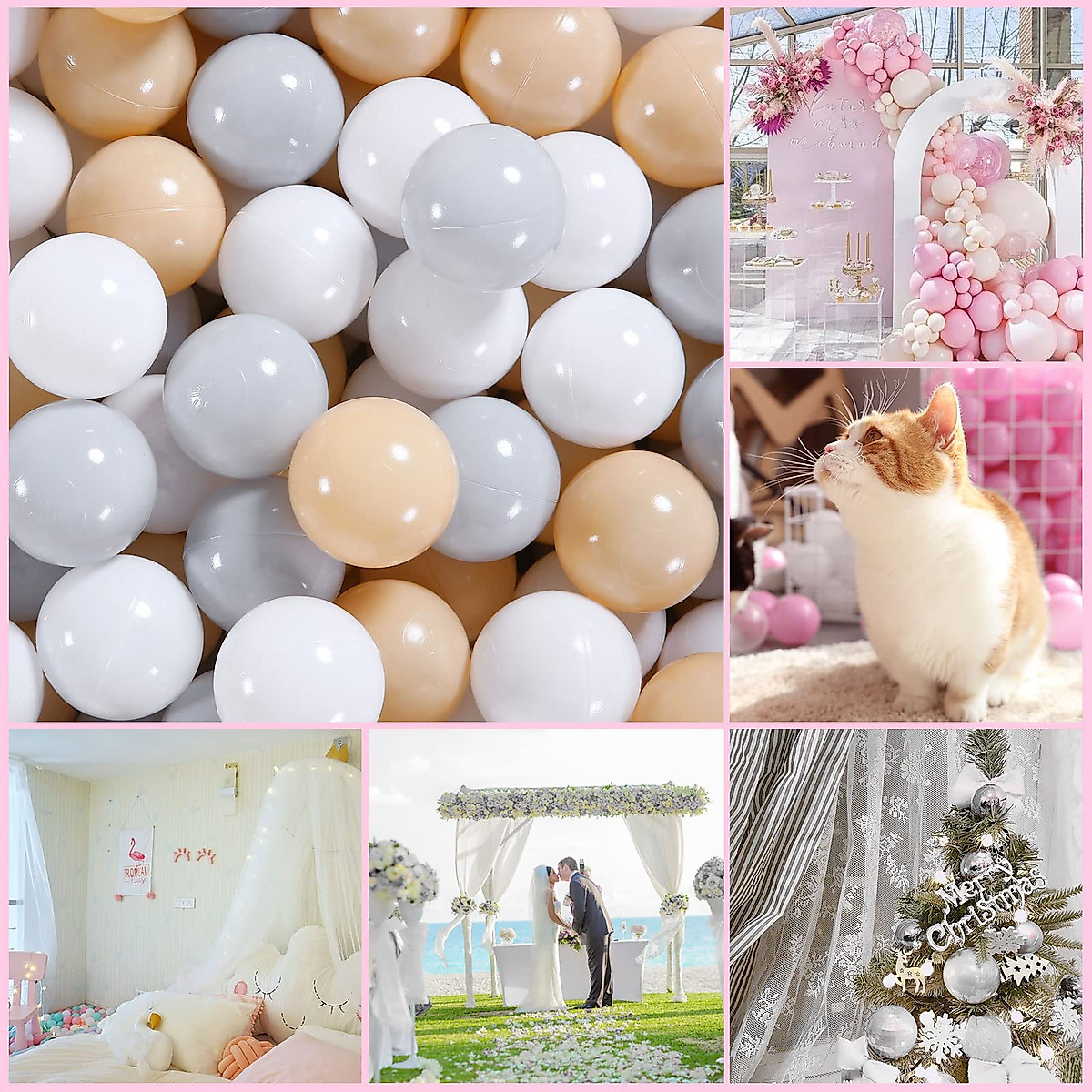 GOGOSO Play Balls for Toddlers - 100 pcs Ball Pits Balls Beige Grey White, BPA Free Plastic Balls for Ball Pit Toys Crush Balls for Boys Girls Toddlers