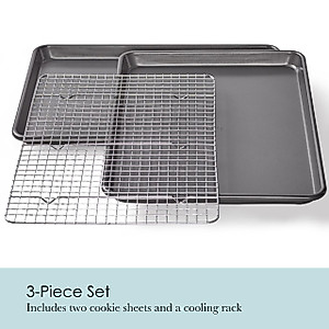 Chicago Metallic 16833 Professional Non-Stick Cookie/Jelly-Roll Pan Set with Cooling Rack, 17-Inch-by-12.25-Inch