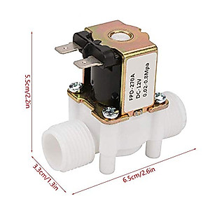 Electric Solenoid Valve, 12V G1/2" NC Plastic Electrical Inlet Solenoid Water Valve for Water Dispense Water Control Diverter Device
