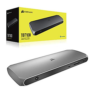 Corsair TBT100 Thunderbolt™ 3 Dock – 85W charging, Dual 4k 60Hz Support, 2x HDMI, 40Gb/s ,USB-C Gen 2 (15W) x2, USB-A 3.1 (7.5W) x2, Gigabit Ethernet – For Mac and PC laptops