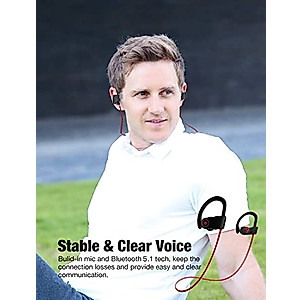 Otium Bluetooth Headphones,Wireless Earbuds IPX7 Waterproof Sports Earphones with Mic HD Stereo Sweatproof in-Ear Earbuds Gym Running Workout 10 Hour Battery Noise Cancelling Headsets