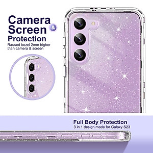 ULAK Compatible with Samsung Galaxy S23 Case,Bling Sparkle Women Girls Heavy Duty Shockproof Hybrid Soft TPU Bumper Drop Protection Transparent Phone Case for Galaxy S23 5G 6.1 inch - Clear Glitter