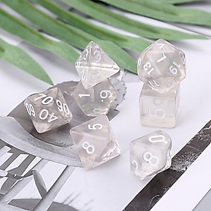 7Pack of Transparent Color D4 D6 D8 D10 D12 D20 Polyhedral Dice for Dungeons and Dragons DND RPG Table Games P