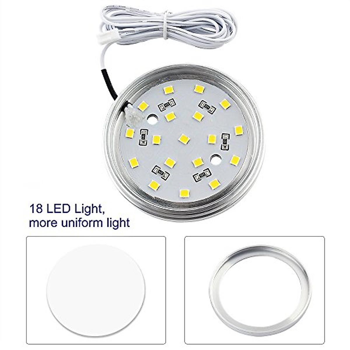 LIT-PaTH LED Cabinet Puck Lighting Fixture, 12W 1020 Lumens, Dimmable Under Counter Light for Kitchen Closet Lighting, 6-Pack