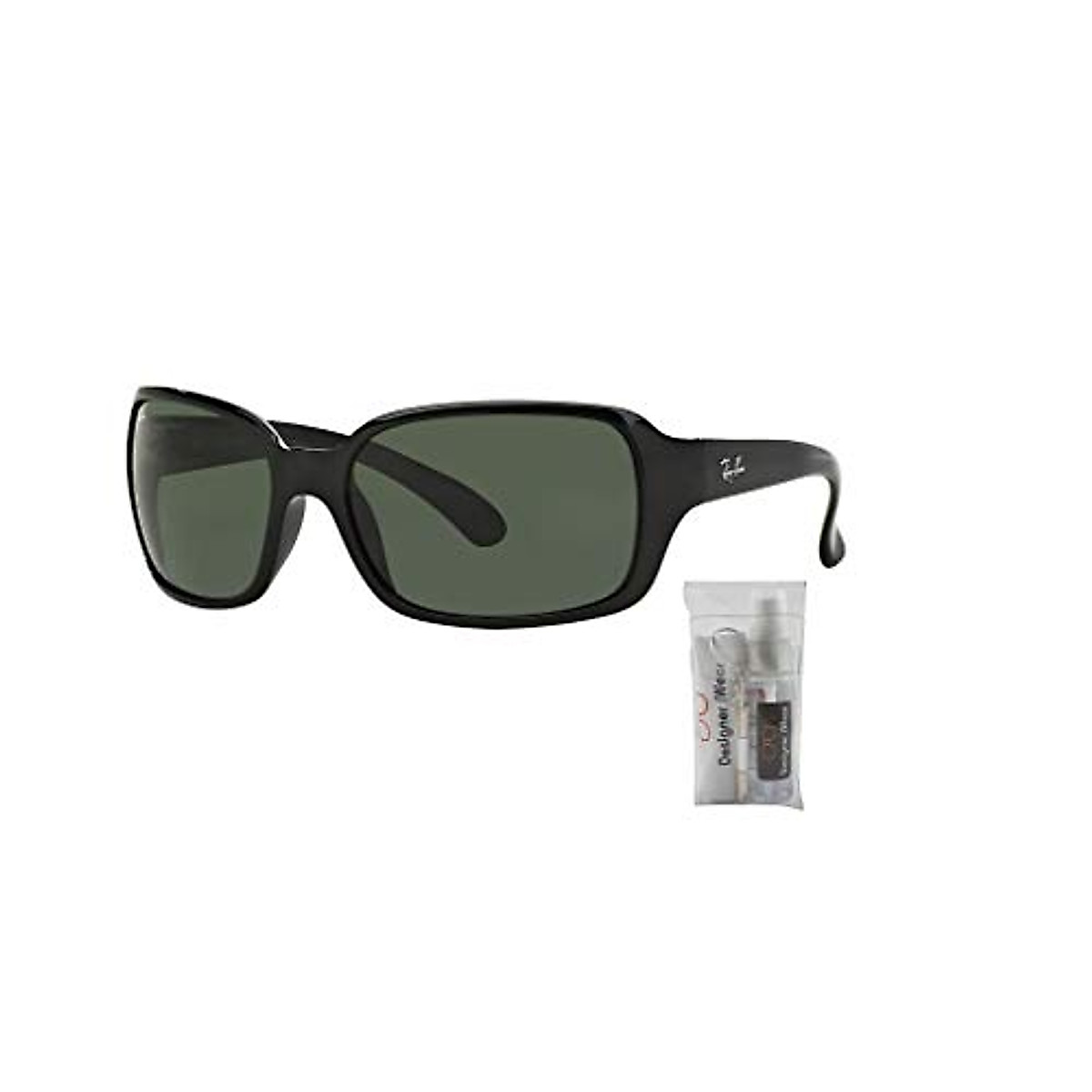 Ray-Ban RB4068 601 60M Black/Green Crystal Sunglasses For Women+ BUNDLE with Designer iWear Eyewear Kit