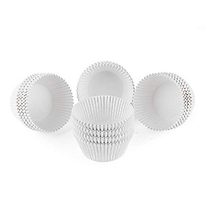 Caperci Standard White Cupcake Liners 500 Count, No Smell, Food Grade & Grease-Proof Baking Cups Paper