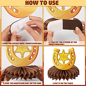 Western Cowboy Party Decorations Western Banner Wild West Hanging Swirls Cowboy Honeycomb Centerpieces for Cowboy Theme Birthday Baby Shower Party Supplies