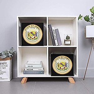 Hawaii State Flag Seal Foldable Storage Bins Printd Fabric Cube Baskets Boxes with Handles for Clothes Toys, 11x11x11