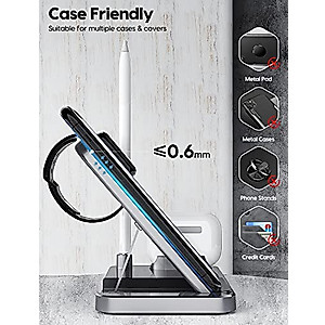 4 in 1 Wireless Charging Station,2021 Upgraded Fast Charging Dock Stand for iWatch Series 7/6/SE/5/4/3/2, AirPods & Pencil, Compatible with iPhone13/12Pro/11/XS/XR/8/Samsung