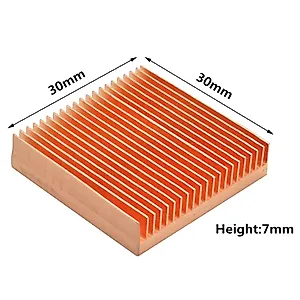 Pure Copper Heatsink 30x30x7mm / 1.18x1.18x0.28 inches for Electronic Chip Cooling