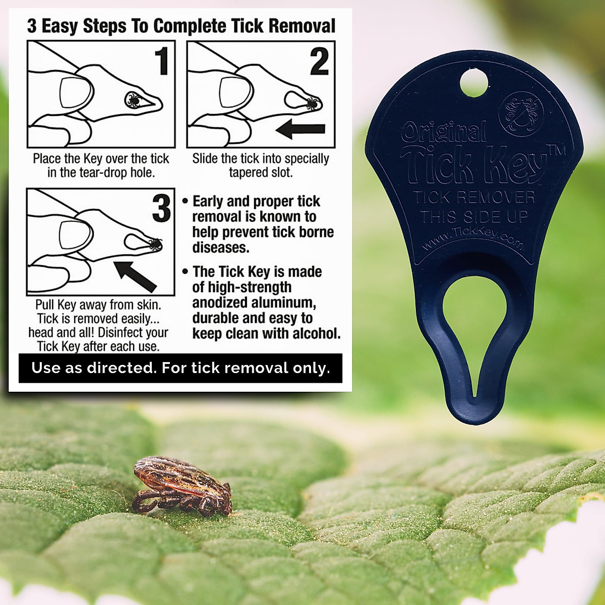 The Original Tick Key - Tick Detaching Device - Portable, Safe and Highly Effective Tick Detaching Tool 3 Pack (Assorted)
