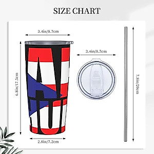 VKKOEWL Puerto Rico Flag Stainless Steel Insulated Tumbler 20 Oz Travel Water Bottle Coffee Mug Drink Cup With Lid Straw