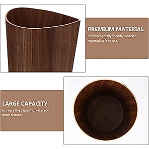 Cabilock Wooden Trash can Rubbish Bin Wood Basket Trash Can Storage Wastebasket Household Garbage Bin Wooden Rubbish Paper Container Decorative Hotel Ash- bin for Home Home Wastebasket