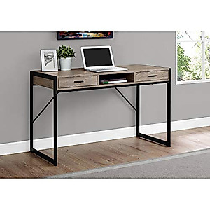 Monarch Specialties Contemporary Laptop Table with Drawers and Shelf Home & Office Computer Desk-Metal Legs, 48" L, Dark Taupe