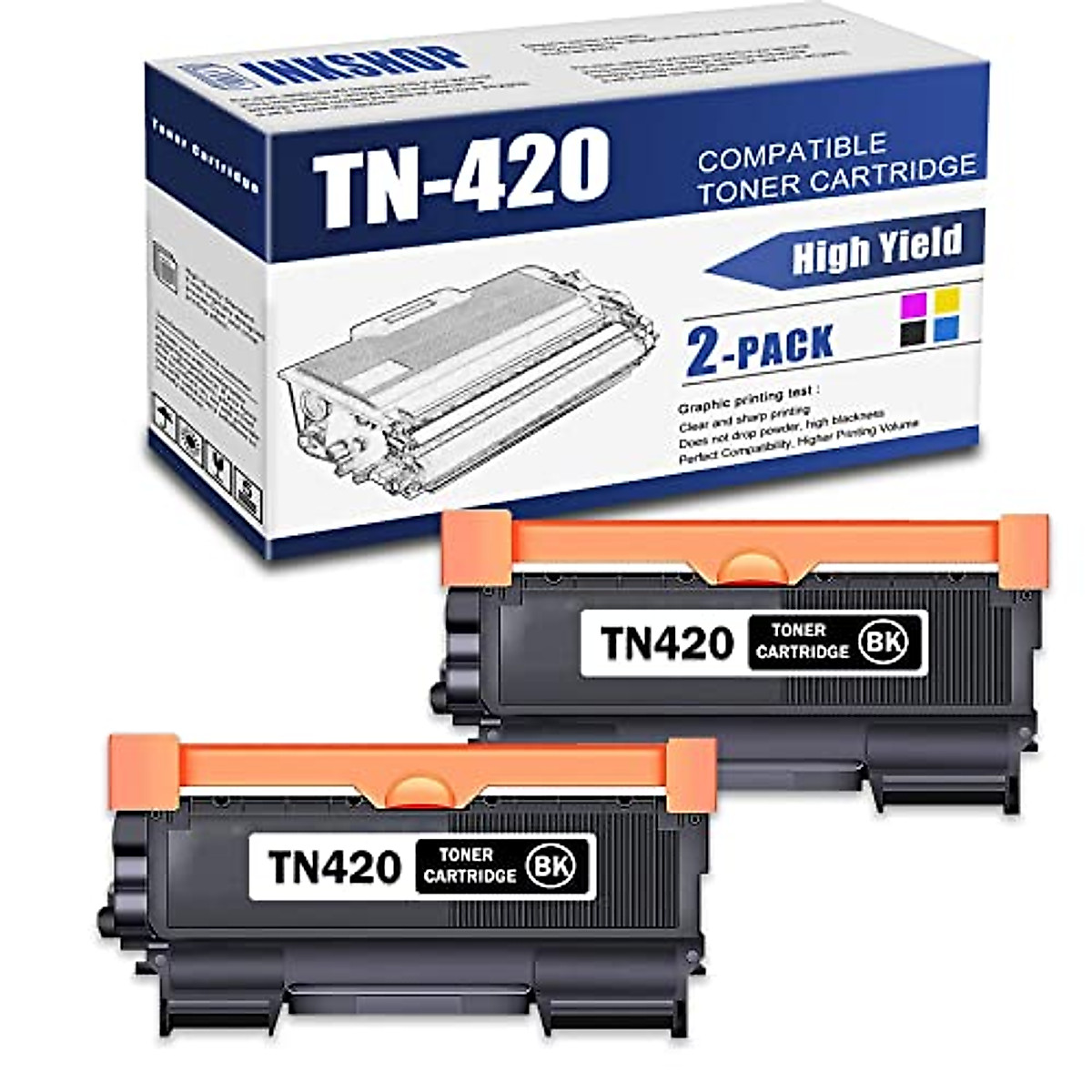 TN420 Compatible TN-420 Black Toner Cartridge Replacement for Brother TN-420 DCP-7060D DCP-7065DN Intellifax 2840 MFC-7240 HL-2130 HL-2132 Toner.(2 Pack)
