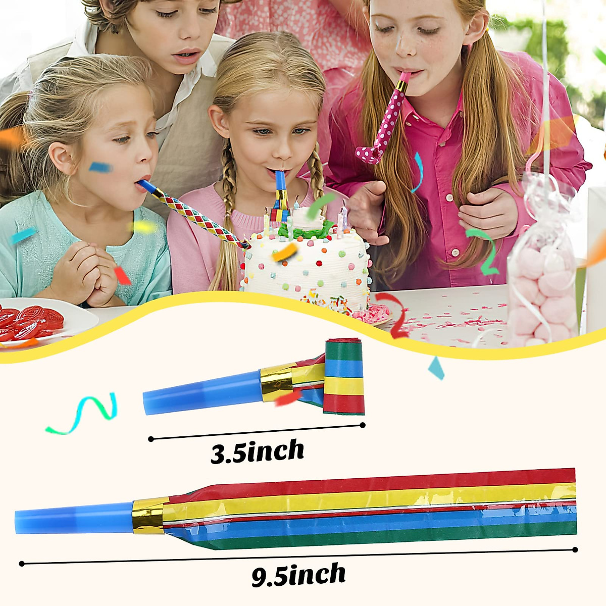 Koogel 100 Pcs Party Blower, Colorful Birthday Noisemakers Birthday Blow Horns Party Whistles New Years Party Noisemakers Whistles Party Blowouts Party Favors Noise Makers