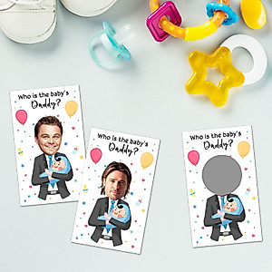 Funny Baby Shower Games Scratch Off Card, Guess Dad Scratch Off Lottery Ticket Raffle Cards Baby Shower Game, Baby Shower Party Icebreak Game Ideas for Boy and Girl, who is the Baby's Daddy-White