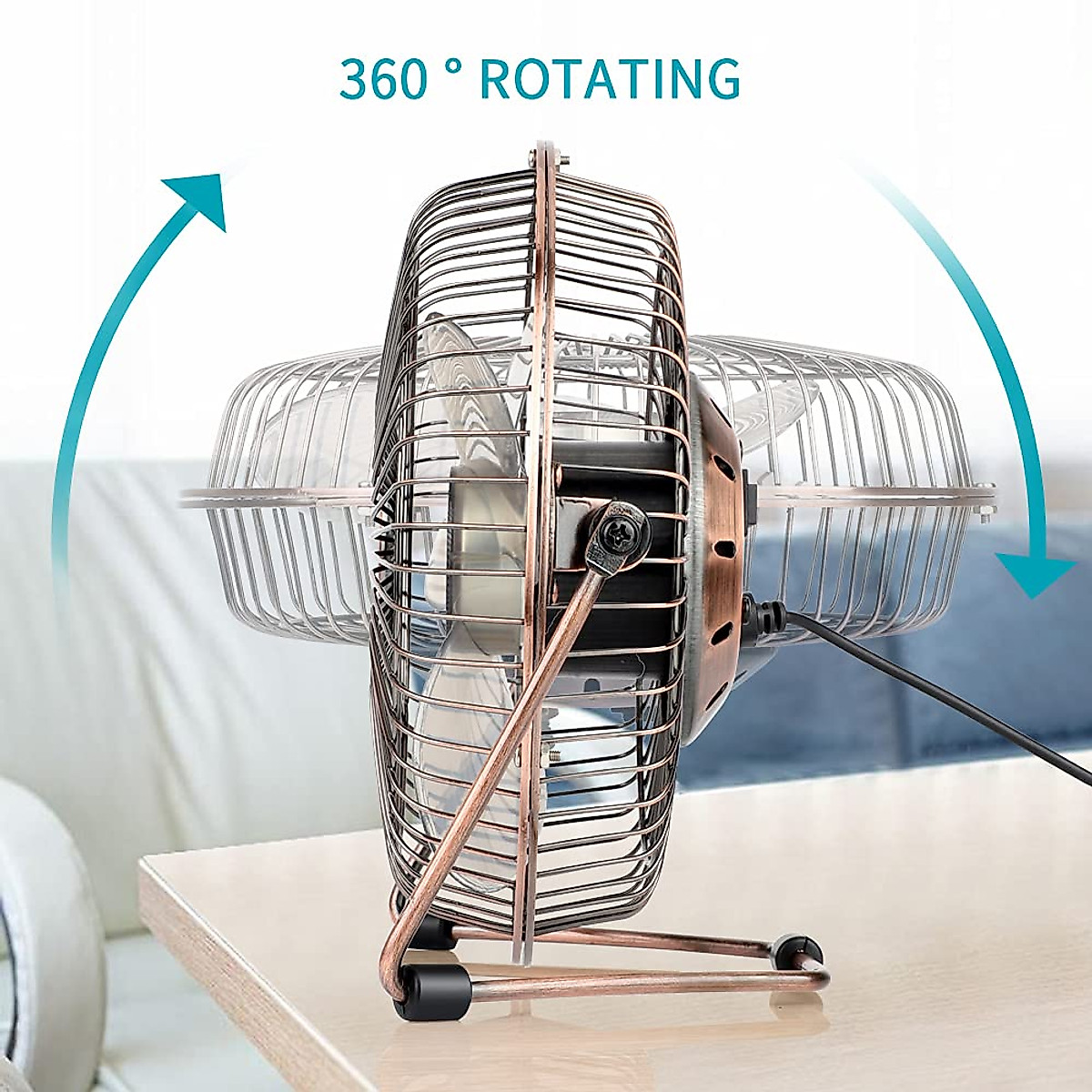 ALPIAZ 6 Inch Blade Desktop USB Fan, USB Powered, Personal Table Fan, Mini Cooling Fan, Small Desk Fan