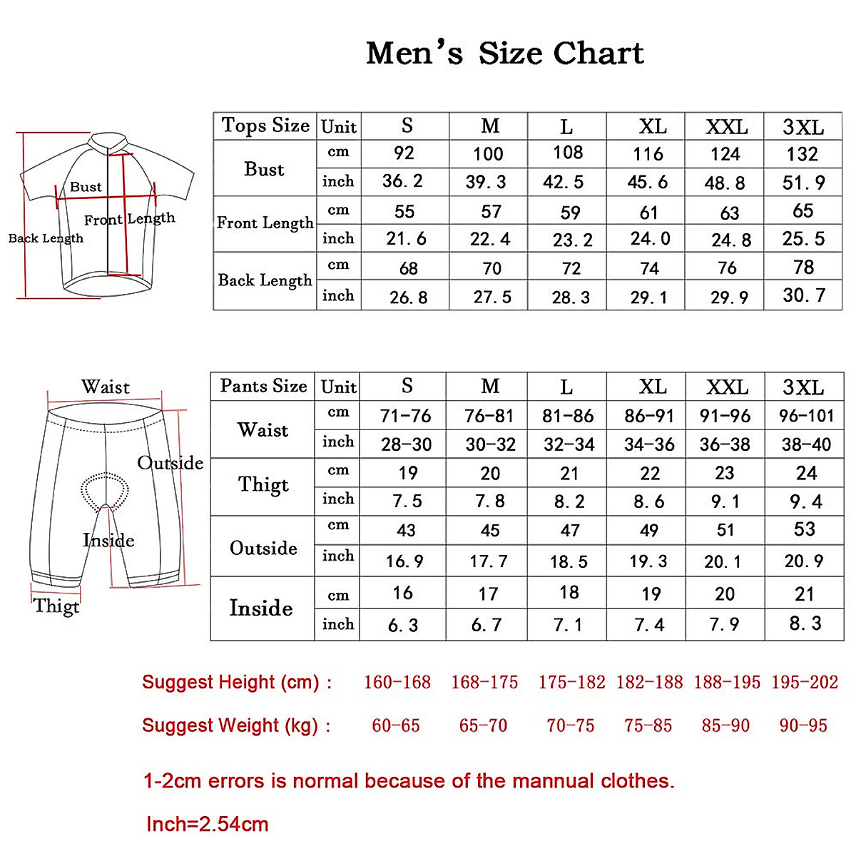 GCRFL Men's Cycling Jersey Set Road Bike Shorts Sleeves Jersey Zipper Pokcet Bib Shorts with Padded, Cycling Clothing kit Men (Navy, L)