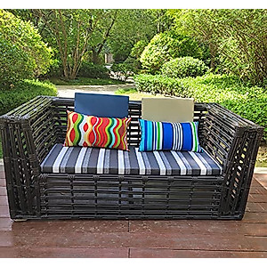 Waterproof Lumbar Support Pillow For Chair 2 Pack Rectangular Outdoor Throw Pillows Recycled Polyester Fill Reversible Design,Windproof Rainproof For Furniture Patio Garden Decorative Pillows 12"X20"