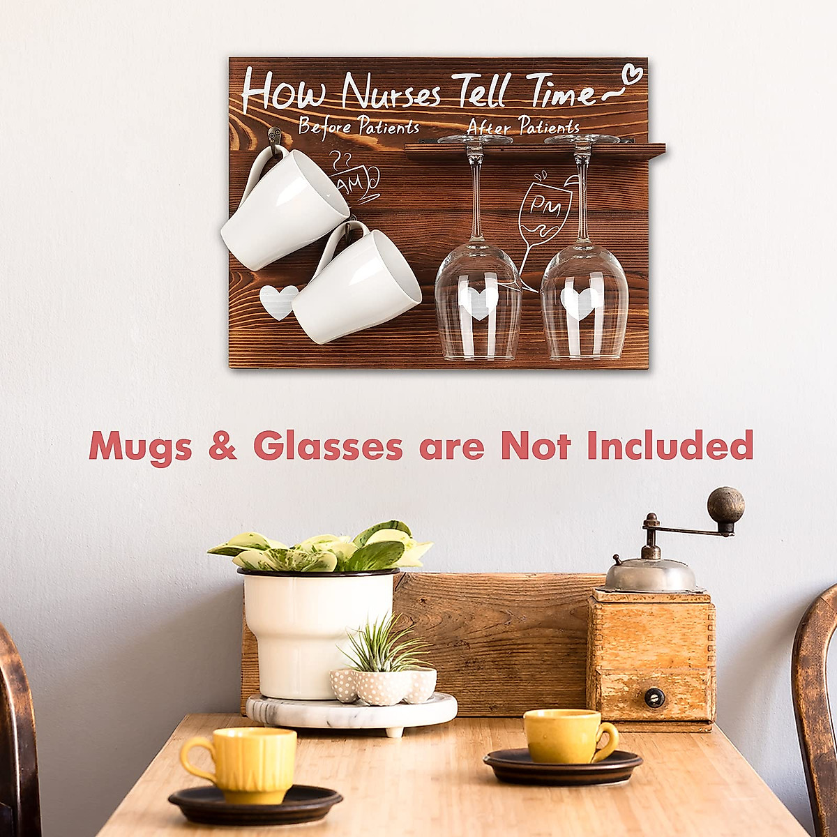 Funistree Gifts for Mom for Christmas from Daughter Son, Funny Birthday Gifts Ideas for Mom, Unique Gag Mom Xmas Presents from Kids, Mug Rack Wine Glass Holder, How Mom Tells Time AM PM Mom Gifts