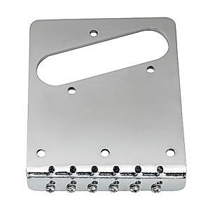 Musiclily Modern Guitar Telecaster Bridge Assembly with 6 Saddles for Fender Tele Style Electric Guitar Replacement, Chrome