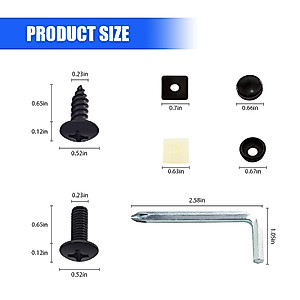 gunhunt 8 PCS License Plate Screws Kit, M6 Stainless Steel Bolts, American Standard License Plate Fasteners, Black Phillips Screws Replacements, Universal for Most Cars, Trucks and Vans (Black)