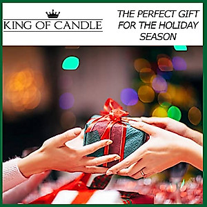 King of Candle - Christmas Tree | Large 3 Wick Strong Scented Christmas Candles Gifts for Women | Balsam Pine Evergreen Fir Fragrance| USA Made Long Lasting 14 oz Soy Wax + Decorative Lid