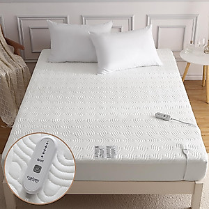 CAROMIO Twin Heated Mattress Pad - Air Layer Electric Mattress Pad Cover Twin Size with 5 Heat Settings & 10 hr Timer Auto Off, Deep Pocket Bed Warmer Washable Heating Mattress Pad 39"x75", White
