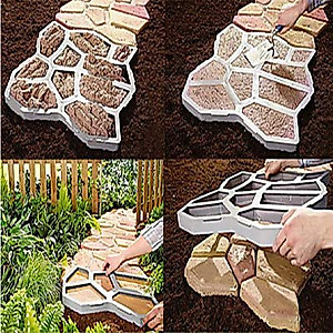 Walk Path Maker, 2 Packs Plus Size: 18.9 x 18.9 x 1.8 inch Pathmate Stone Moldings Paving Pavement Concrete Molds and Foams Stepping Stone Paver Walk Way Cement Mold