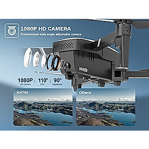NEHEME Drones with Camera for Adults, NH760 1080P FPV Drone for Kids Beginners, Foldable WIFI RC Quadcopter with 2 Batteries for 32 Min Flight, Carrying Case, Altitude Hold, Toys Gifts for Boys Girls