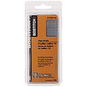 BOSTITCH 18 Gauge Brad Nails, 1-3/8-Inch, 1000 per Box (BT1335B-1M)