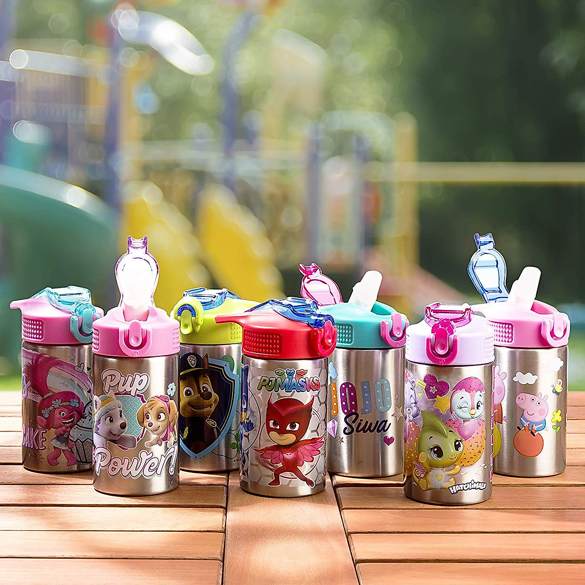 Zak Designs Ryan's World Ryan and friends 15.5 ounce Water Bottle BPA Free with One Hand Operation Action Lid and Built-in Carrying Loop, with Straw is Perfect for Kids