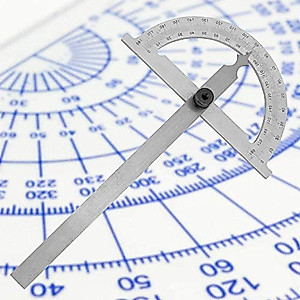 180 Degree Protractor, 80 * 120mm Carbon Stainless Steel Chrome Plating Protractor Rotary Angle Finder Measuring Ruler Tool for Woodworking