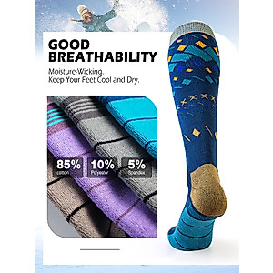 OutdoorMaster Unisex Ski Socks,Skiing and Snowboarding Socks for Men & Women with Over the Calf Design/Non-Slip Cuff